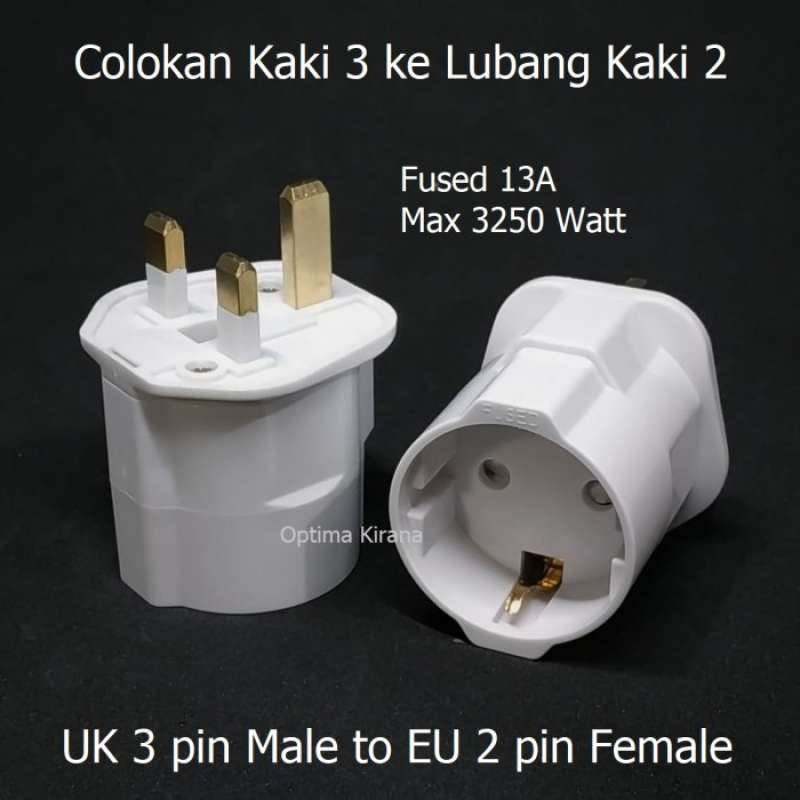 Jual Colokan Over Steker Kaki 3 Uk Plug Fused To Eu Lubang Kaki 2 16a ...