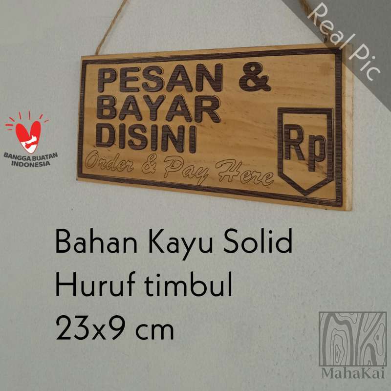 Jual Papan Tulisan Pesan Dan Bayar Disini Order Here Kayu Gantung Sign ...