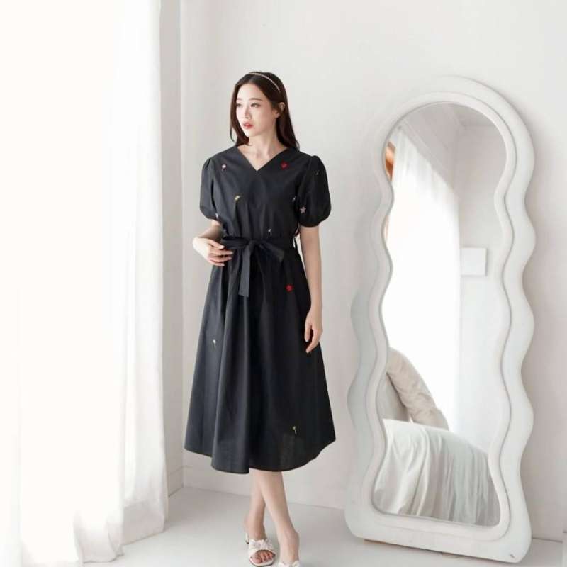 Jual Nuboutique - Stella - Midi Dress Terusan Wanita Bordir Bunga ...
