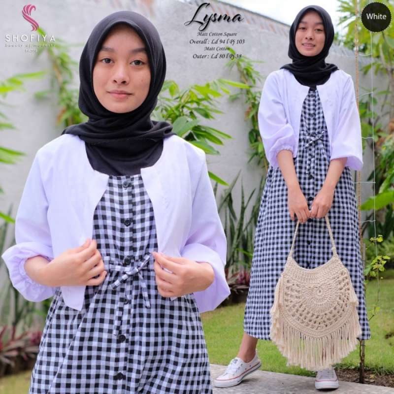 Jual New Lysma Midi Dress Set Overall Dan Outer Remaja Modis By Shofiya ...