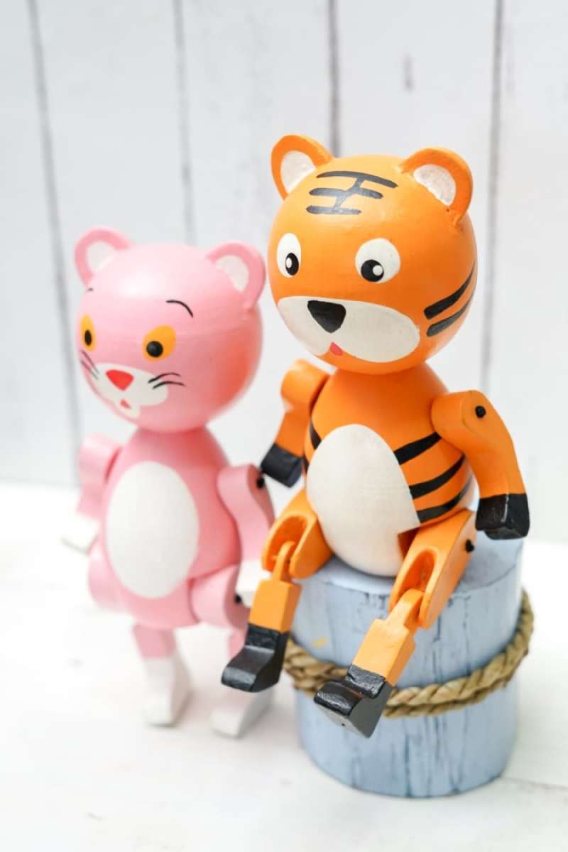 Promo 7201 Pink Panther / Orange Tiger Wood Puppet / Marionette ...