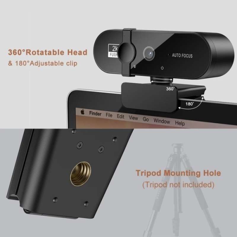 Promo Webcam Full Hd 2k Pc Laptop Camera Auto Focus Video Call Gmeet ...