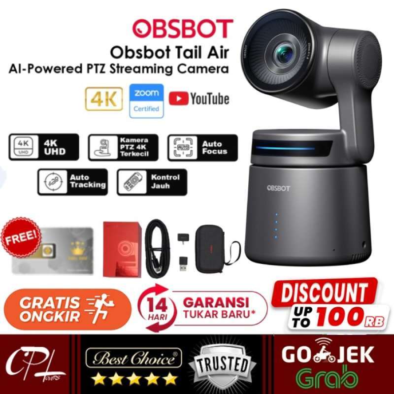 Promo Obsbot Tail Air Ai-powered 4k Ptz Streaming Camera Diskon 33% Di ...