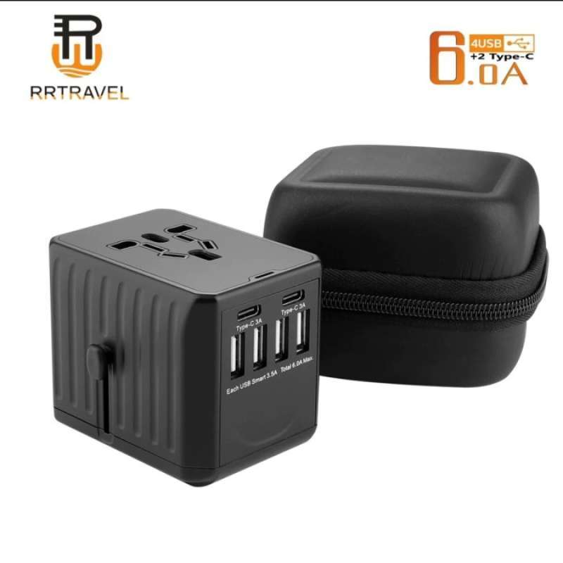 Promo Adaptor Colokan Listrik Universal 4 Usb + 2 Type C Travelling ...