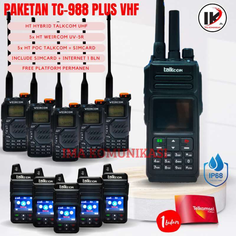 Jual Paketan Ht Hybrid Vhf Talkcom Tc-988plus Ht Weircom Uv-5r Dan Ht ...