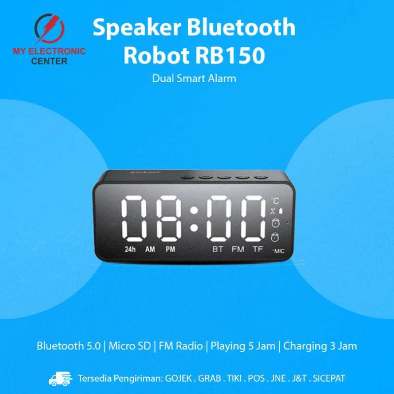 Promo Speaker Bluetooth Robot Rb150 5.0 Wireless Radio - Alarm Clock Display Diskon 23% Di ...