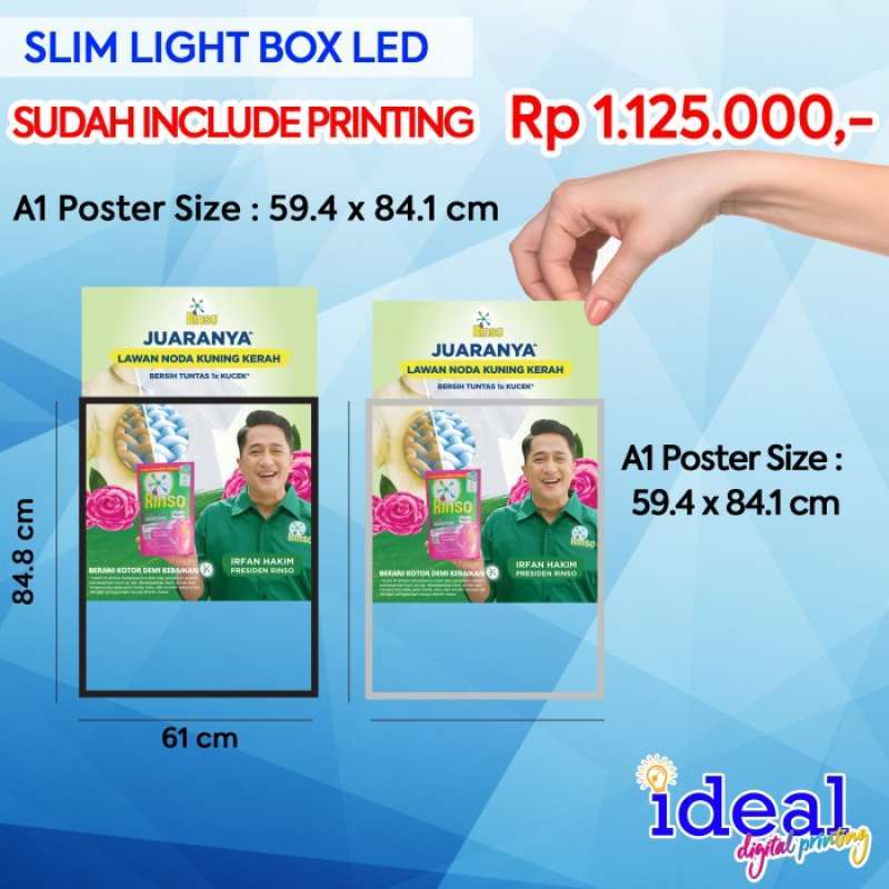 Promo Frame / Bingkai / Display Poster Led / Lampu Akrilik Slim Light Box A1 60x85cm Diskon 23% ...