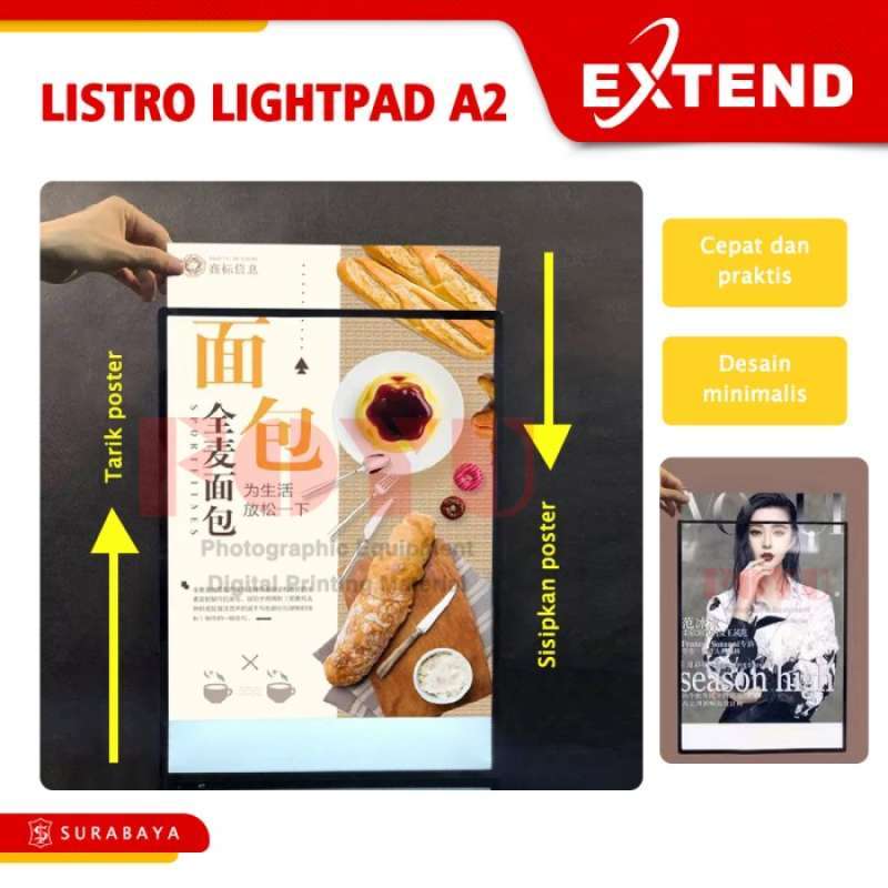 Promo Led Slim Light Pad Display Poster Neon Box Menu Lampu Extend Listro A2 Diskon 23% Di ...