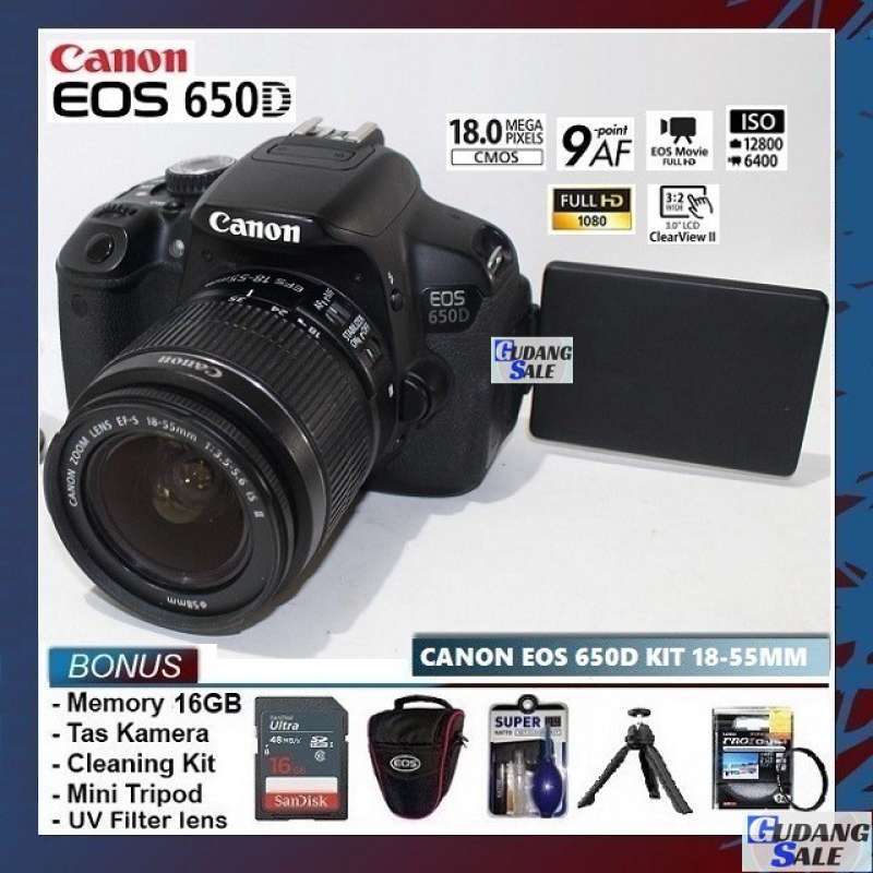 Promo [new] Kamera Canon Eos 650d + Lensa Kit 18-55mm Is - Garansi 1 Tahun Diskon 23% Di Seller ...