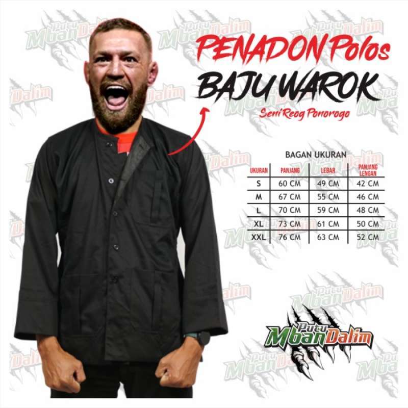 Jual Baju Penadon Polos Hitam / Baju Warok Ponorogo / Baju Reog ...