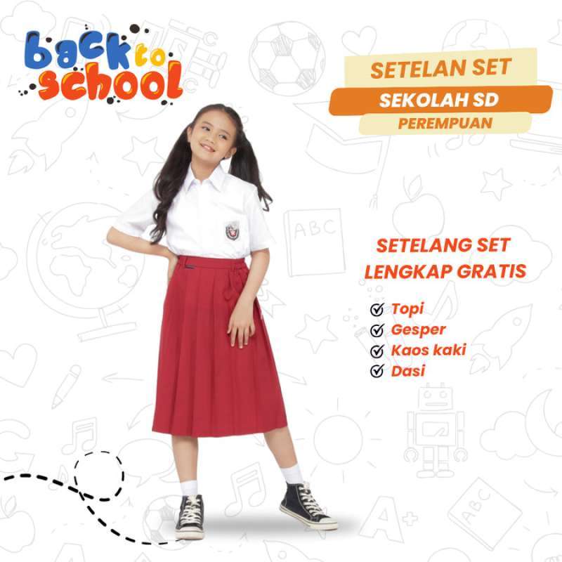 Promo Setelan Seragam Sd Perempuan Merah Putih Lengan Pendek Rok Pendek ...