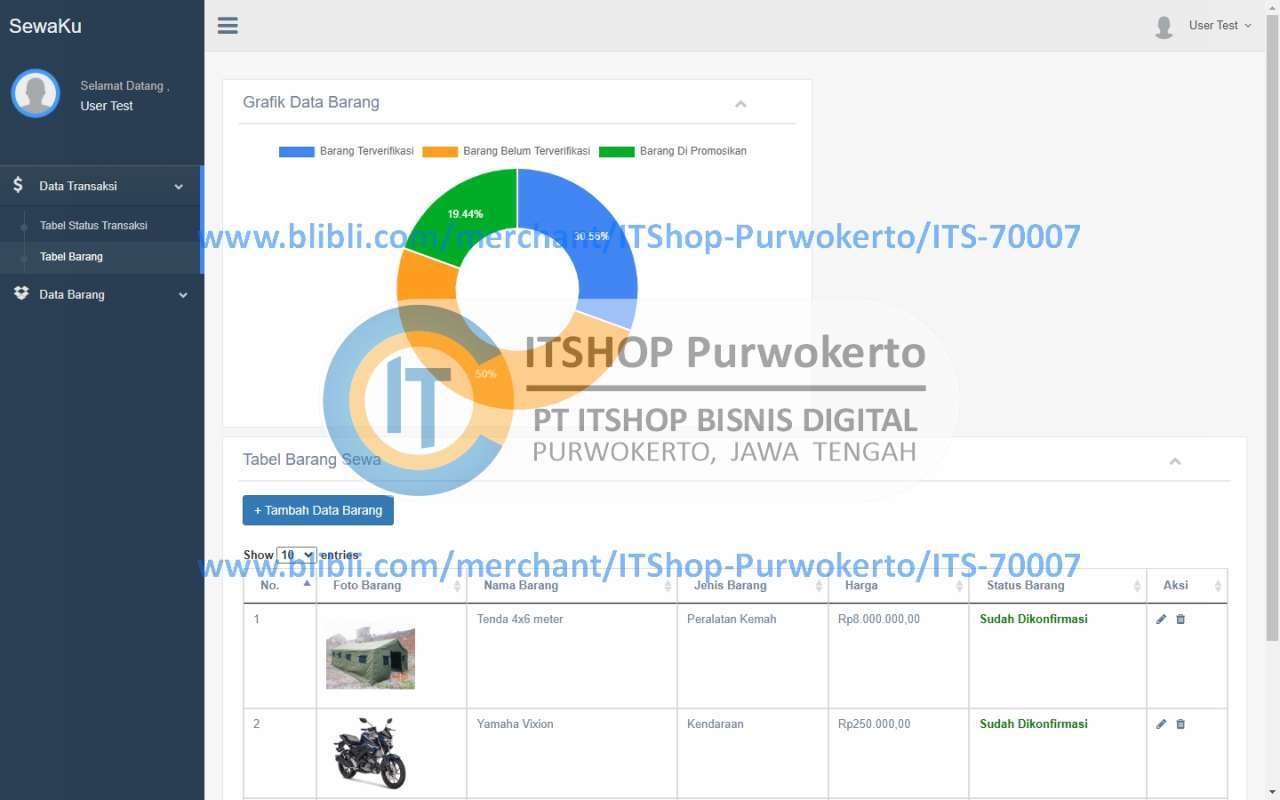 Jual Source Code Aplikasi Web Sewa Barang Online Sewaku Menggunakan Codeigniter 3 Di Seller ...