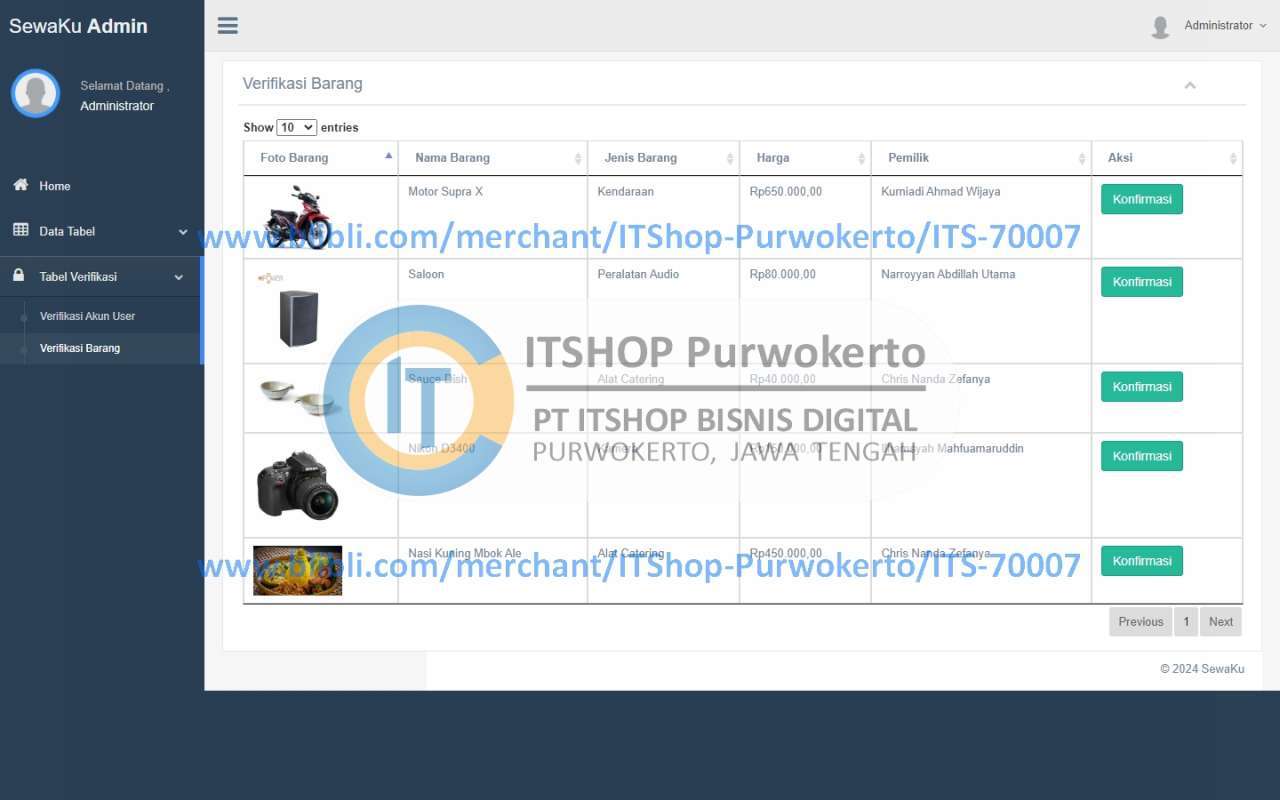 Jual Source Code Aplikasi Web Sewa Barang Online Sewaku Menggunakan Codeigniter 3 Di Seller ...