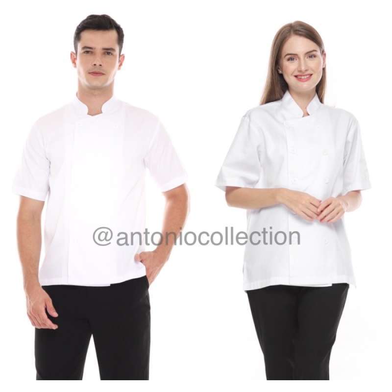 Jual Baju Koki / Chef Jacket Putih Polos Lengan Pendek Di Seller Zati ...