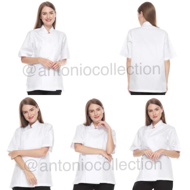 Jual Baju Koki / Chef Jacket Putih Polos Lengan Pendek Di Seller Zati ...