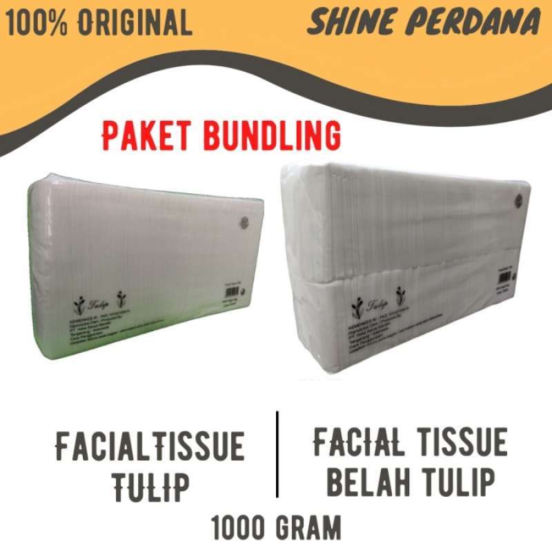 Promo Paket 1 Pack Tissue Facial Tulip 1000gr + 1 Pack Belah Tulip 1000 ...