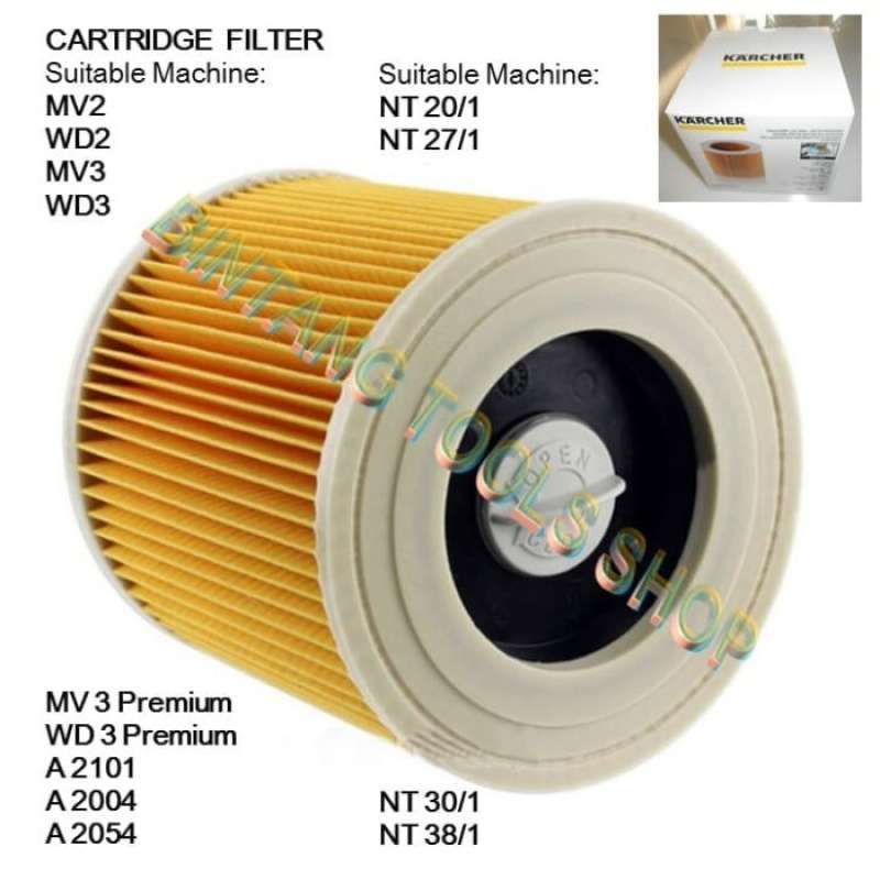 Promo Karcher Cartridge Filter For Vacuum A2101 A2504 Wd2 Wd3 Nt27 Nt30 ...