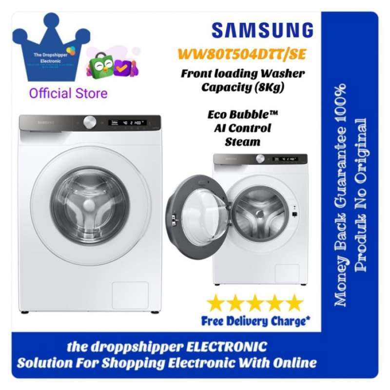 Promo Samsung Ww80t504dtt Mesin Cuci Front Loading Ecobubbleâ„¢ 8kg ...
