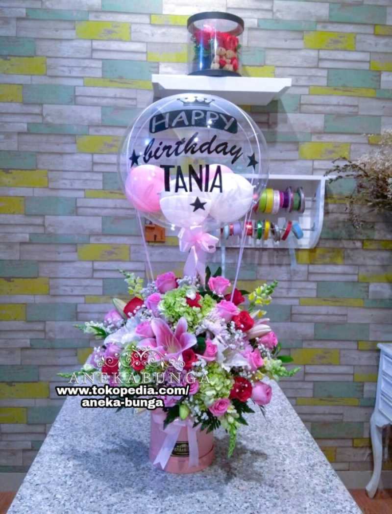 Promo Fresh Flower Birthday Balloon Rangkaian Balon Bunga Asli Ulang ...