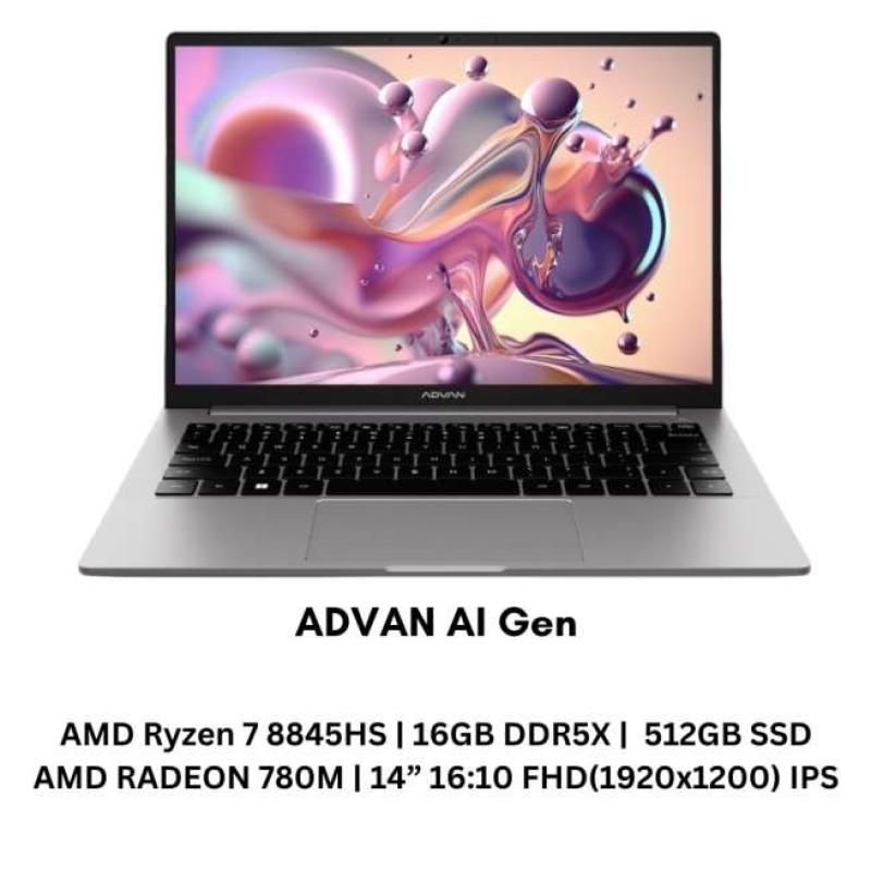 Promo Advan Ai Gen (amd Ryzen 7 8845hs/16gb/512gb/amd Radeon 780m/win 11/14 Fhd(1920x1200) Ips ...