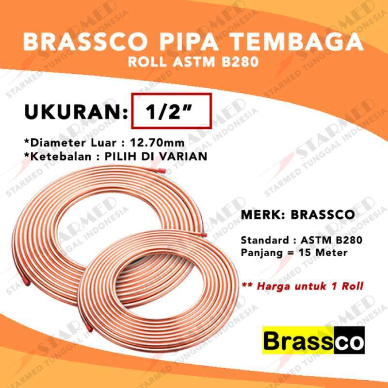 Promo Brassco Pipa Tembaga Astm B280 Roll Ukuran 1/2 Diskon 23% Di Seller Specta Store ...