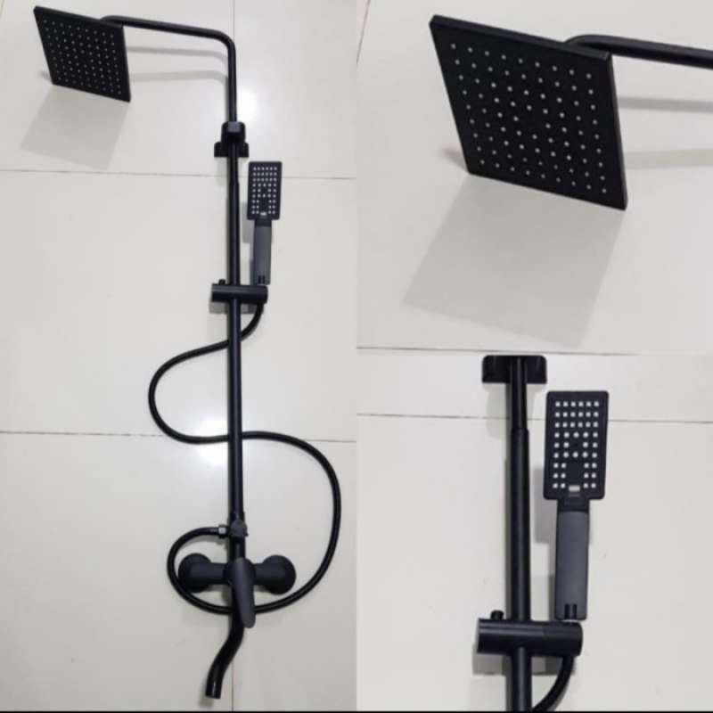 Promo Shower Tiang Column Hitam Set Keran Panas Dingin Minimalis Kotak 304 Diskon 23% Di Seller ...