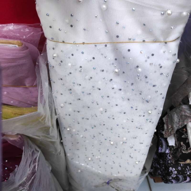 Jual Kain Tile /tulle Mutiara Mote Bidang 1,5m Harga Per Satu Meter ...