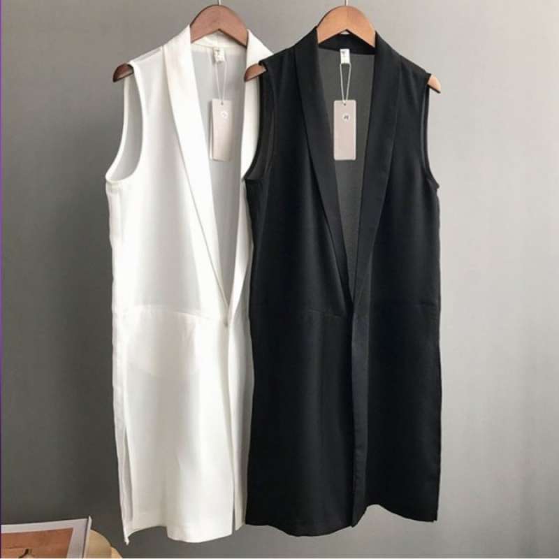 Jual Vest Rompi Muslimah Premium/atasan Cardi Putih/outer Hitam Polos ...