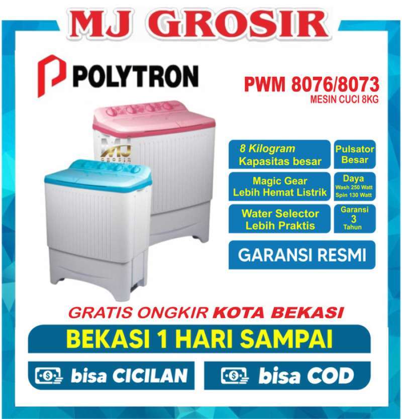 Promo Mesin Cuci Polytron Pwm 8076 8kg 2 Tabung Pwm8076 8 Kg Diskon 23% ...