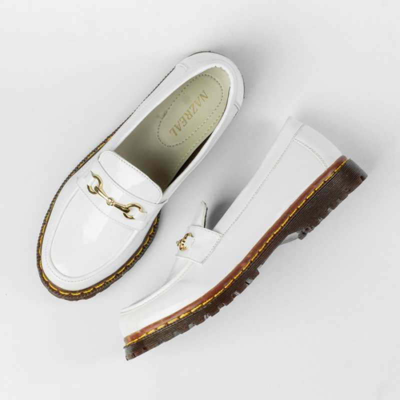 Jual Nusa - Hanna White Sepatu Pantofel Wanita Loafer Docmart Formal ...