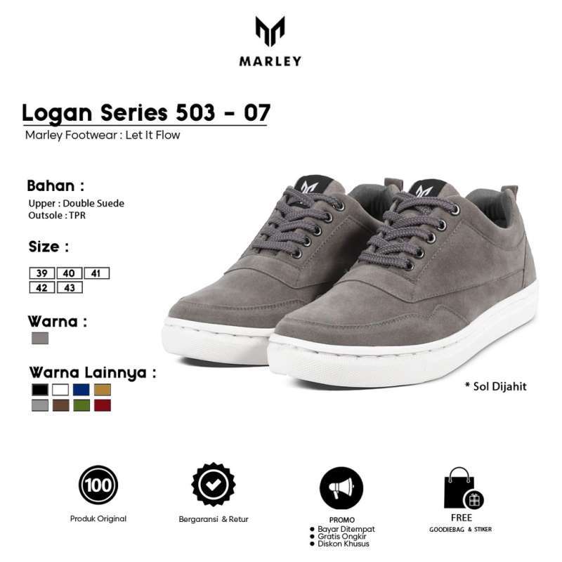 Promo Sepatu Sneakers Pria Kets Kerja Casual - Logan 07 Warna Abu Bahan Suede - 43 Diskon 27% Di ...