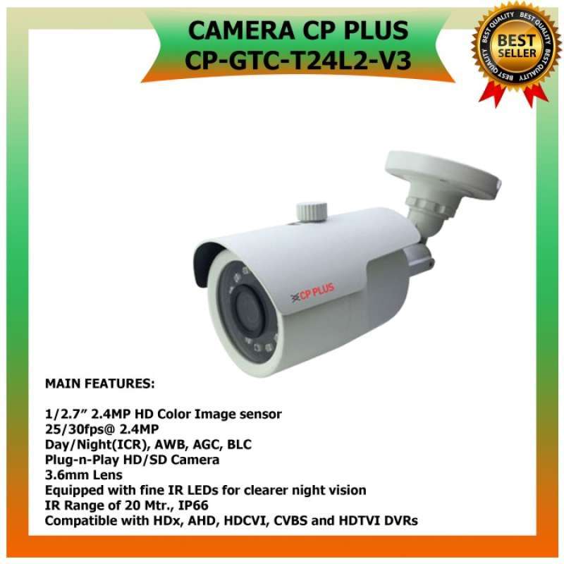 Promo Camera Cctv Cp Plus 2.4mp Outdoor Cp-gtc-t24l2-v3 Diskon 23% Di ...