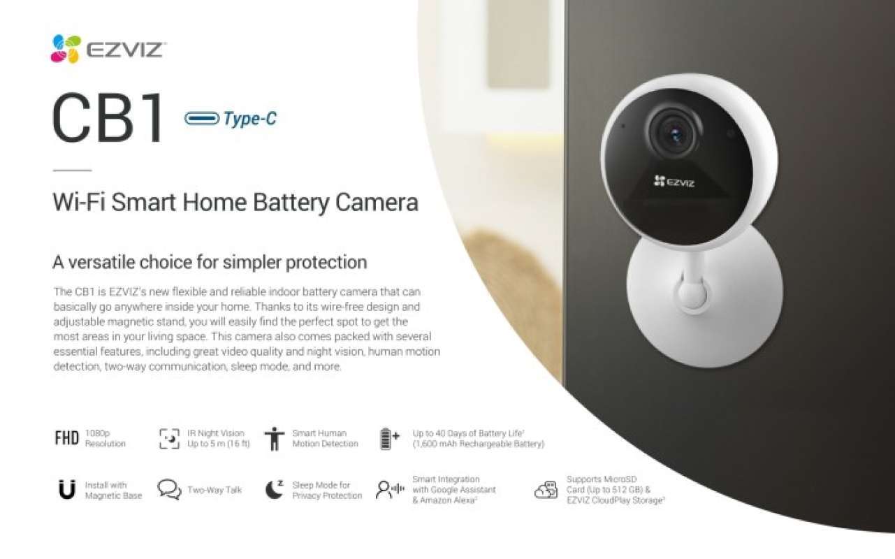 Promo Ezviz Cb1 Wi-fi Smart Home Battery Camera Diskon 23% Di Seller Guinevere Store - Kebon ...