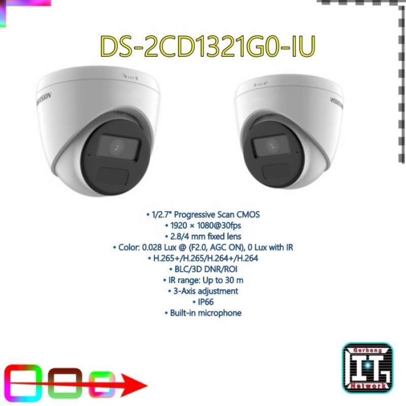 Promo Hikvision Ds-2cd1321g0-iu 2 Mp Fixed Bullet Turret Camera Diskon ...