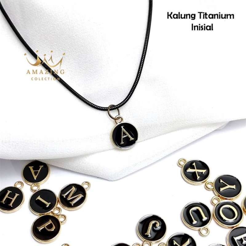 Jual Kalung Titanium Liontin Huruf Abjad Nama Inisial Enamel Epoxy Asli ...