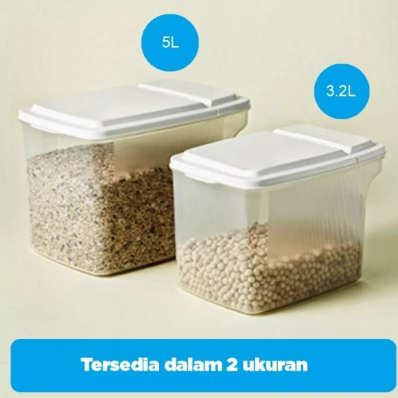 Promo Rice Box Grain Cereal Handy Container 5l / 3l Diskon 23% Di Seller Balikana Store ...