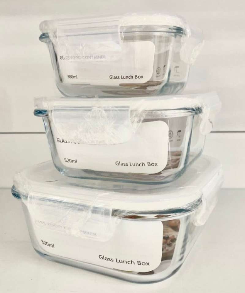 Promo New Glasslock Lunch Set/tempat Makan Wadah Kaca/food Storage ...