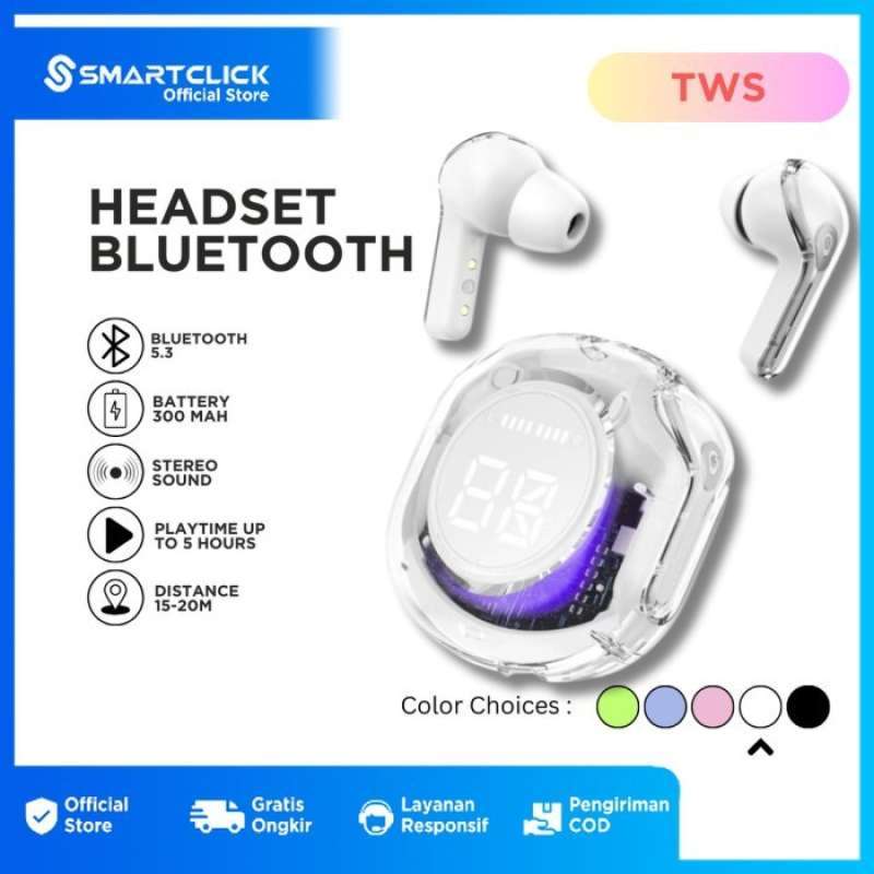 Promo Headset Bluetooth Tws Led Display Transparan Hifi Extra Bass ...
