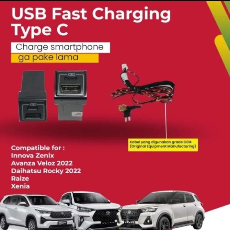 Promo Usb Fast Charging All New Innova Zenix Rocky Raize Veloz 2022 ...