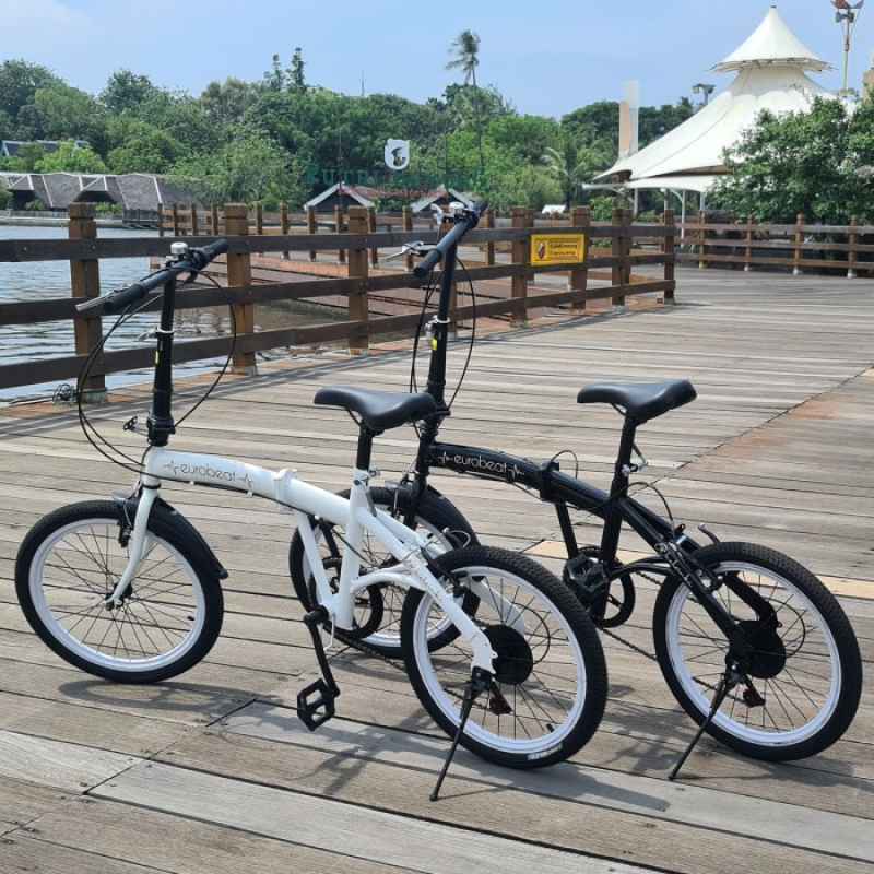 Promo Eurobeat Folding Bike 20 Inch Black 6-speed Sepeda Lipat Fold ...