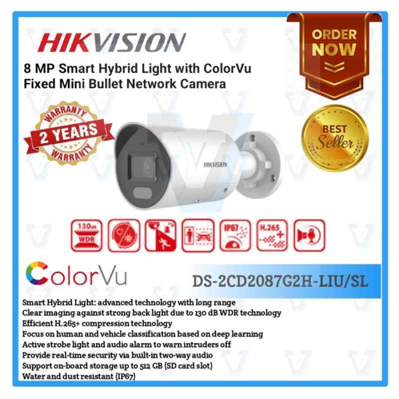 Promo Ds-2cd2087g2h-liu/sl Hikvision Ip Camera 8mp Smart Hybrid Light Colorvu Diskon 23% Di ...