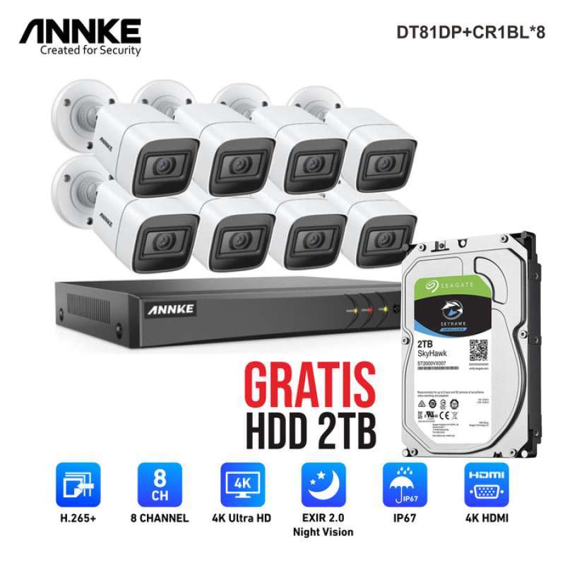 Promo Annke Paket Cctv 4k 8ch Hybrid Dvr + 8 Fc Bullet Camera ...