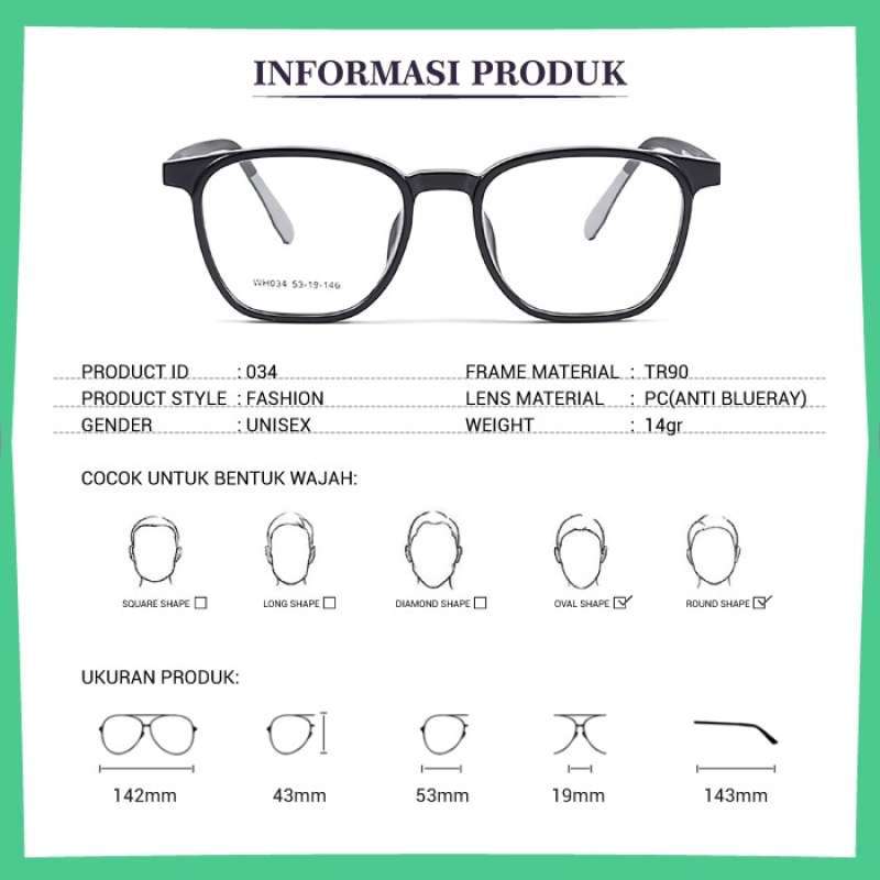 Promo Kacamata Minus Lensa Photocromic Frame Kotak Pria Wanita - 034 ...