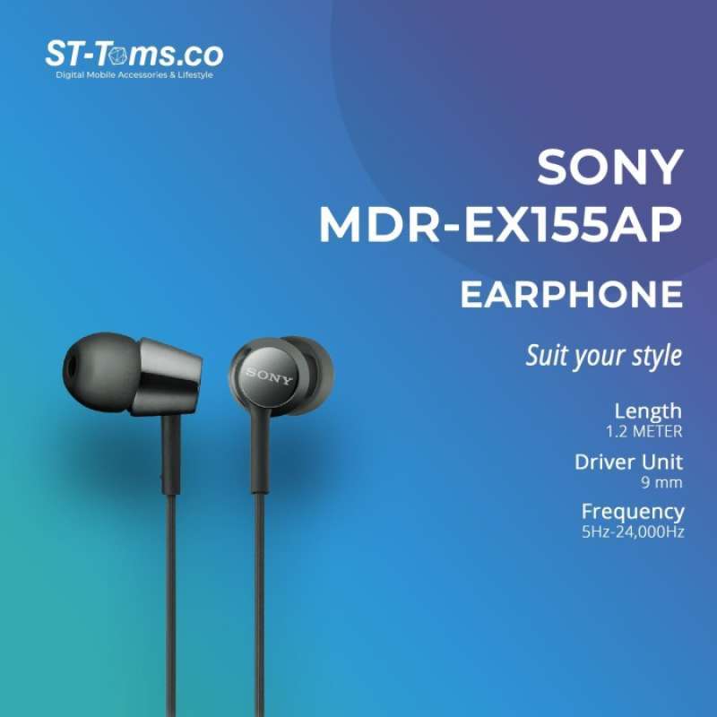 Promo In-ear Monitor Headphone Mdr-ex155ap / Ex 155ap - Green - Hitam ...