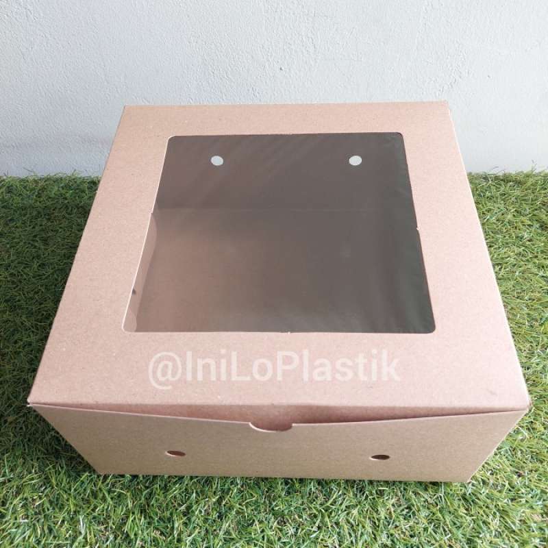 Jual @1pack Box Kraft Window 25x25x12 / Dus Bk Square Full Laminating ...