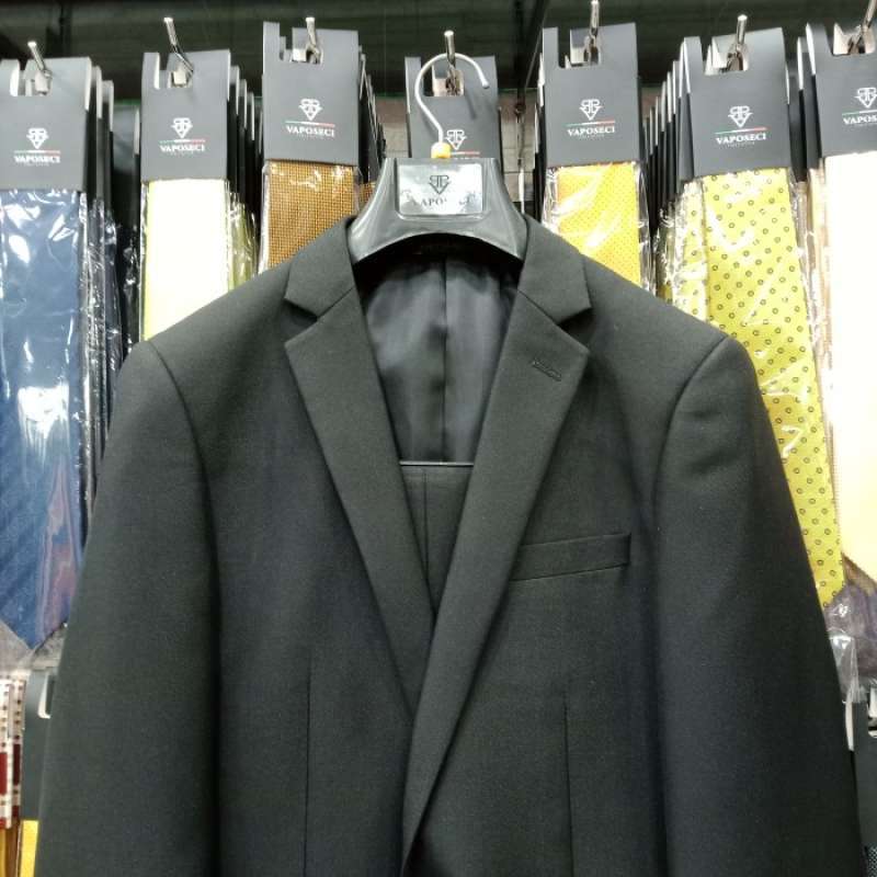 Jual Jas Hitam Setelan Jas Kantor Wedding Pria Bahan Wol Import Quality ...