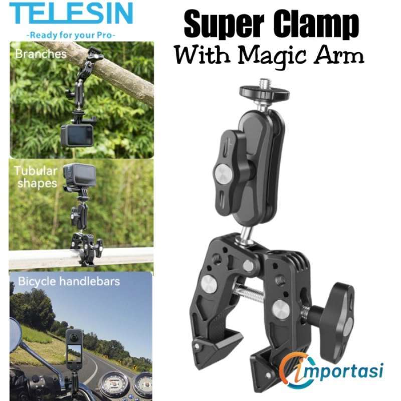 Jual Telesin Super Clamp Magic Arm For Gopro Insta360 X3 Ace Pro Dji ...