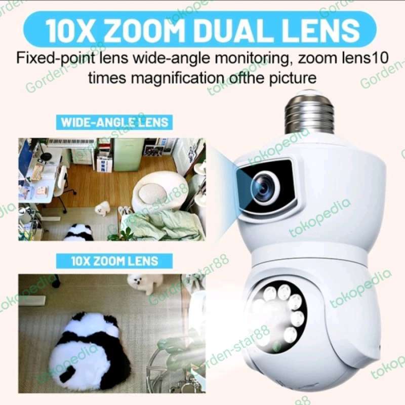 Jual Cctv Lampu 2 Lensa Ip Cam 8mp Dual Lens Camera V380 Pro Wifi ...