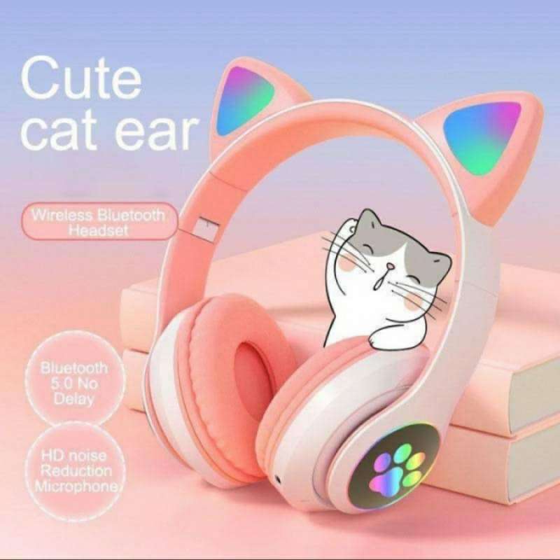 Jual Headset Anak Perempuan Pink Lucu Headset Bluetooth Karakter Kucing ...