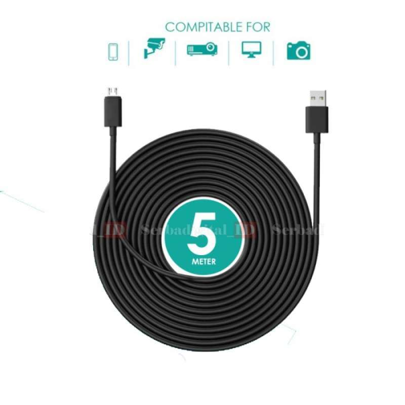 Jual Cable/kabel Micro Usb 5 Meter Cable Power For Ip Camera Action Cam ...